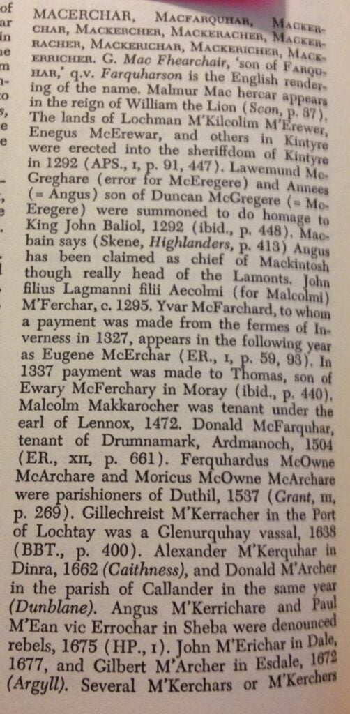 Septs of Clan Farquharson – Clan Farquharson